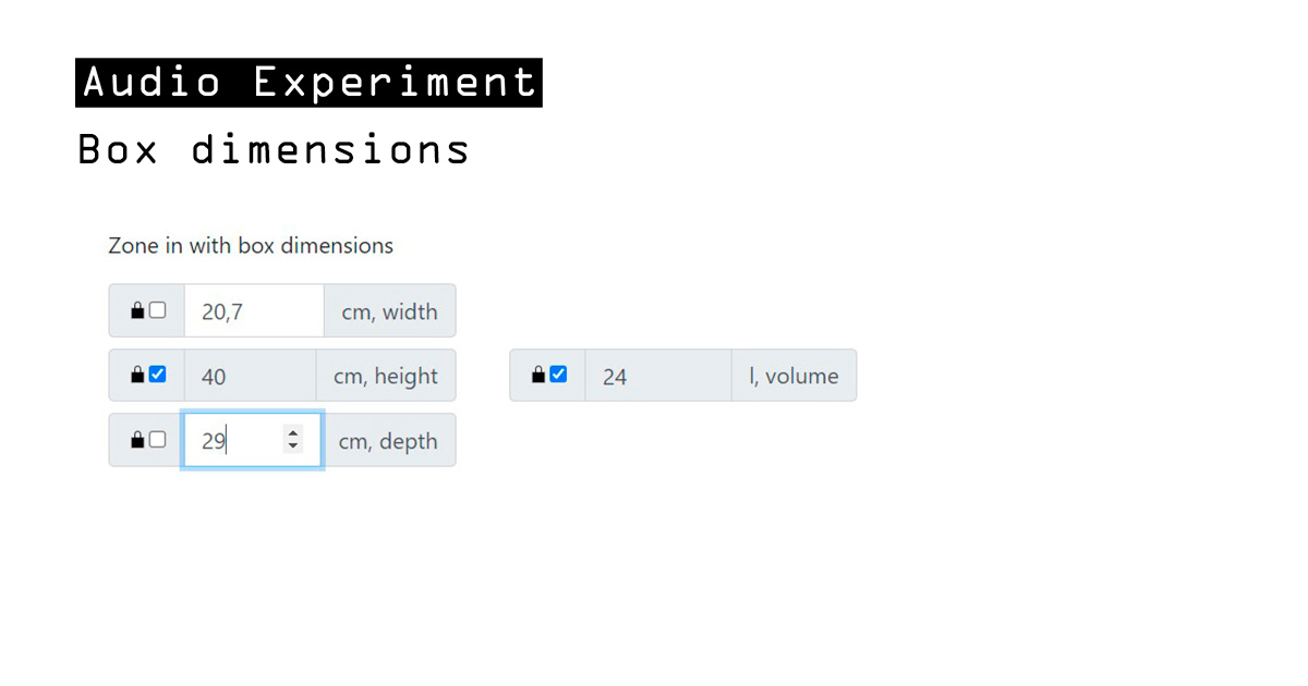 Box dimension helper - Audio Experiment